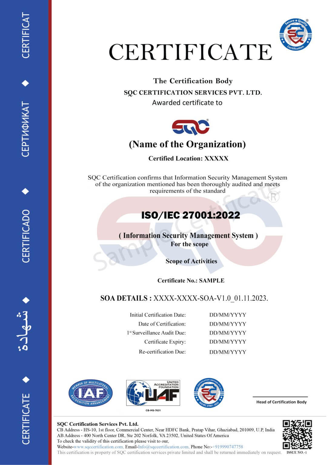 Accreditation | SQC Certification Services Pvt Ltd